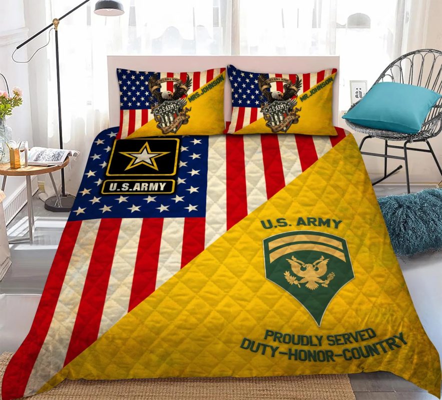 U.S. Army Military American Flag Custom Name Bedding Set - Hot Sale 2025